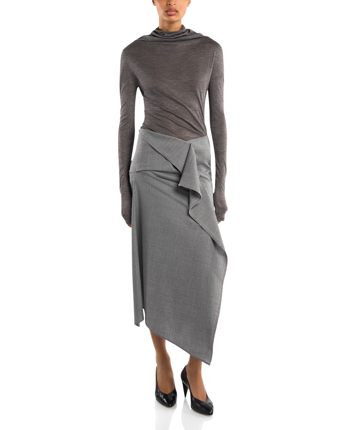 VICTORIA BECKHAM Victoria Beckham Draped Wool Skirt